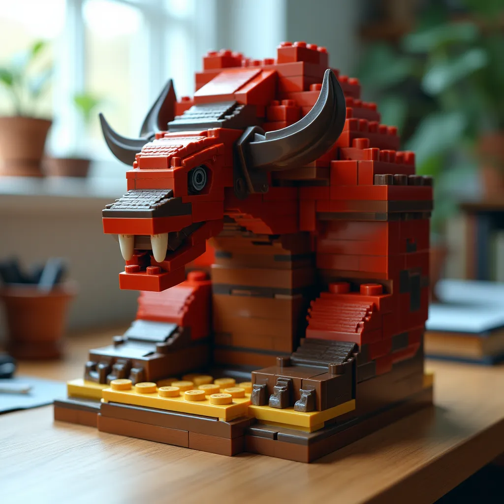 Brick Red Bull Brick Sculpture model: detailed DIY creation | BrickCenter