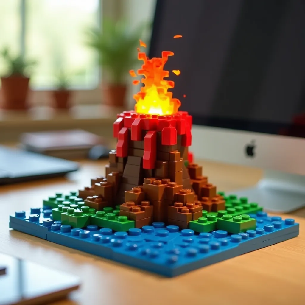 Brick Brick Volcano Eruption Model model: detailed DIY creation ...