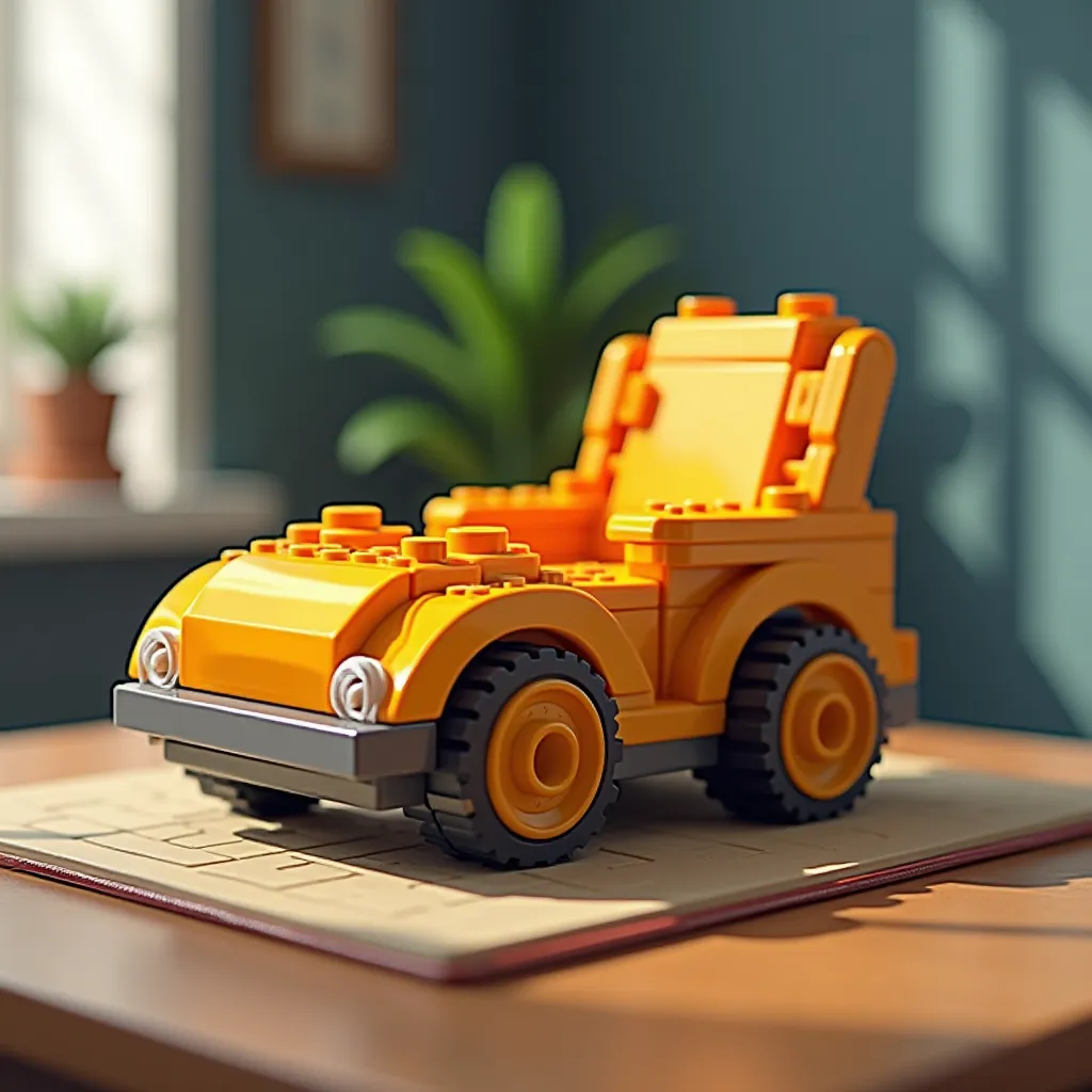 Brick Brick Classic Yellow Car model: detailed DIY creation | BrickCenter