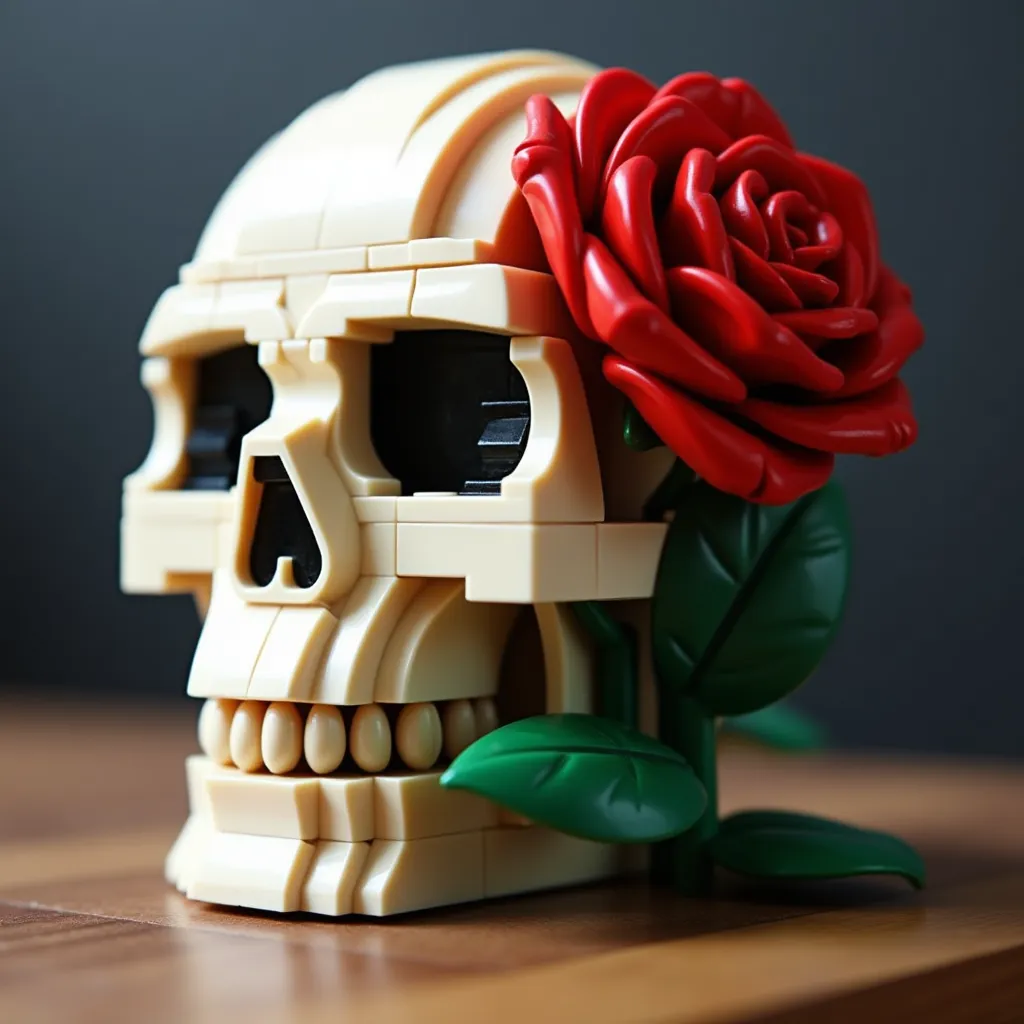 Brick Skull with Rose Brick Set model: detailed DIY creation | BrickCenter